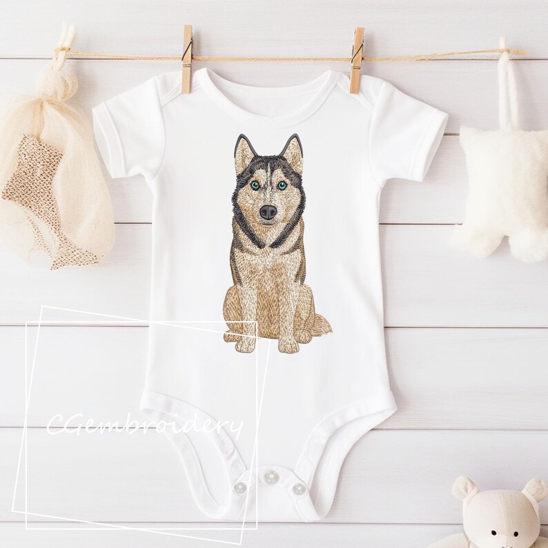 Husky Dog Embroidery Design, Cute Husky Dog Embroidery File Husky Dog ...