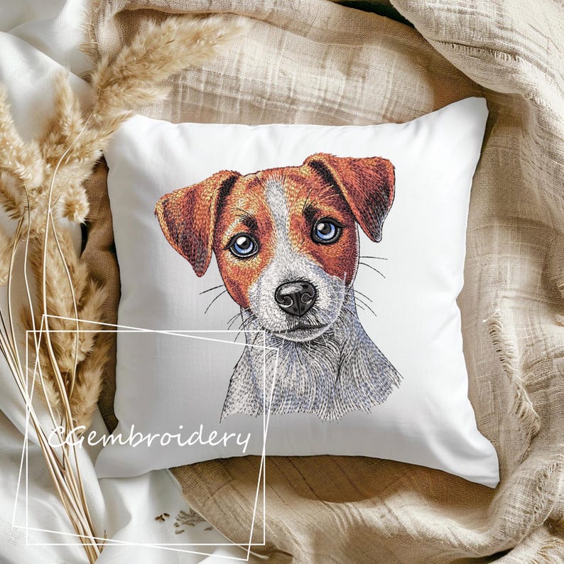 Jack Russell Dog Embroidery Design, Cute Terrier Dog Embroidery File ...