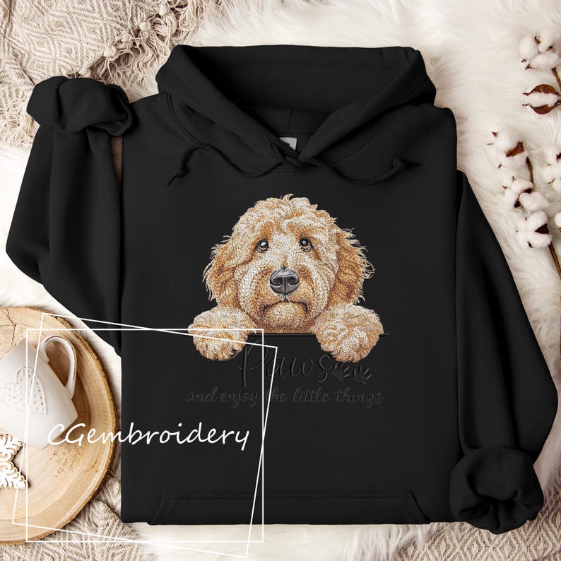 Goldendoodle Embroidery Design, Paws and Enjoy the Little Things ...