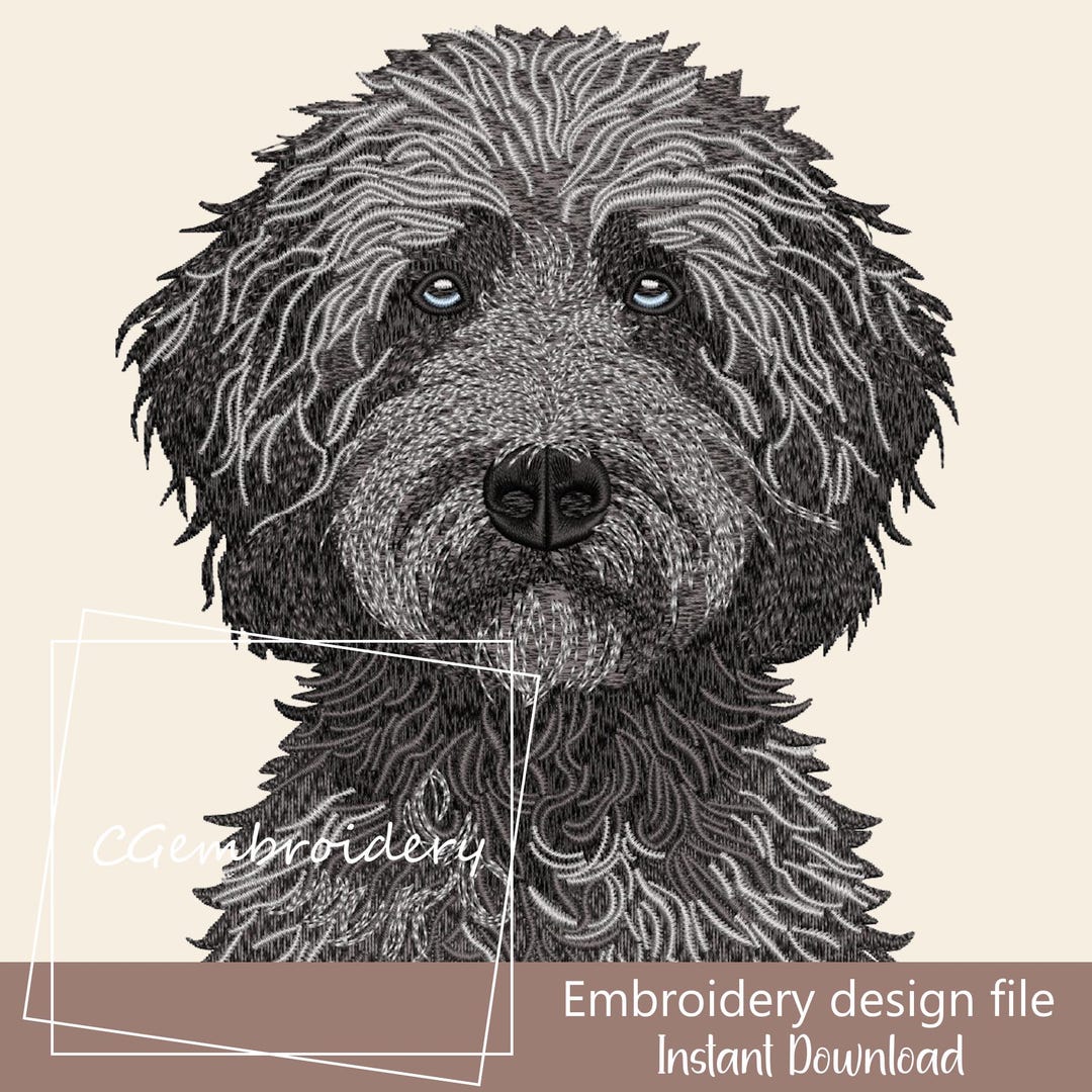 Black Goldendoodle Embroidery Design, Cute Golden Doodle Dog Embroidery ...
