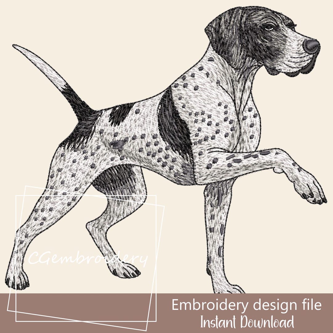 Pointer Embroidery Design, Pointing GSP Dog Embroidery File, German ...