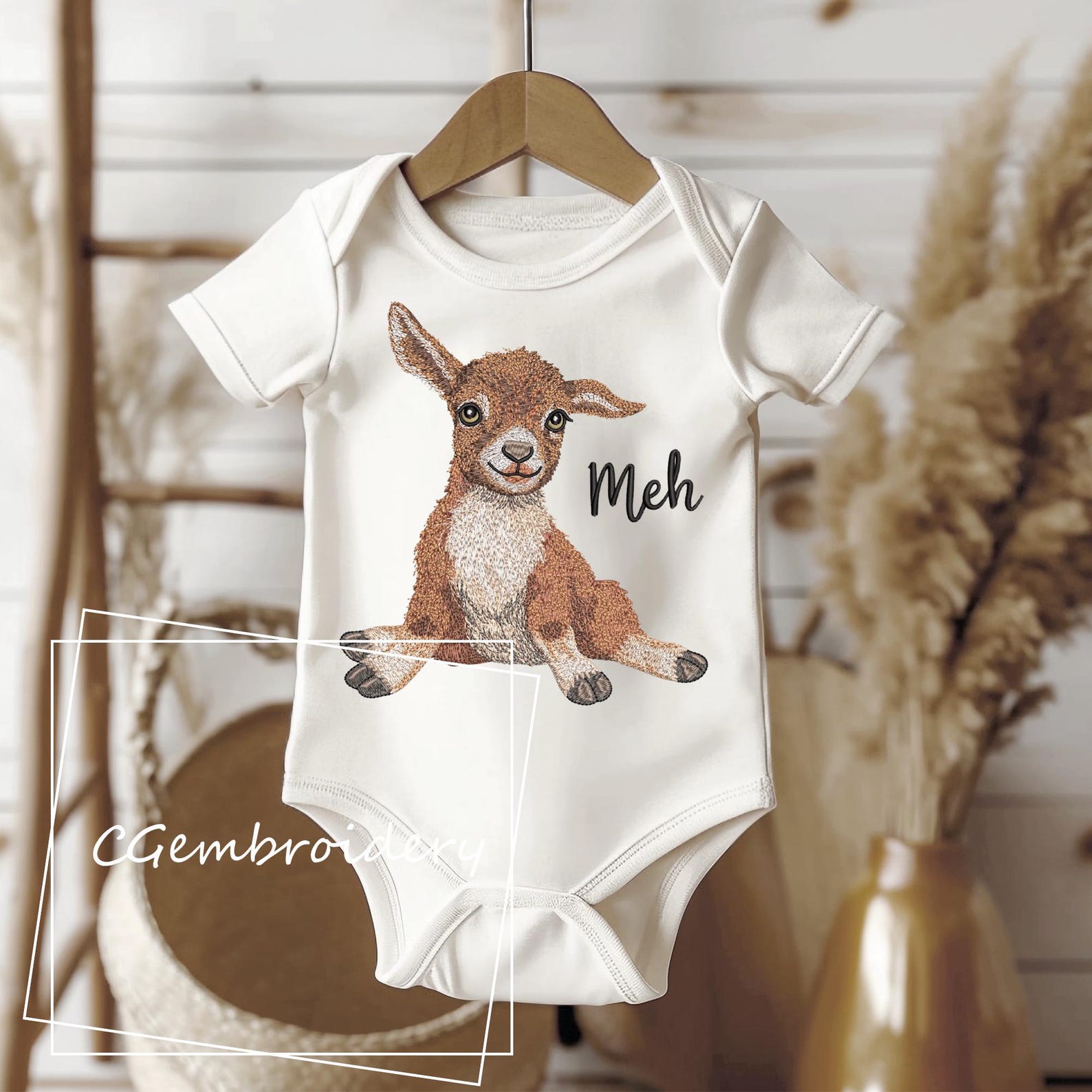 Goat Meh Embroidery File, Farm Animals Embroidery Pattern, Cute Farm ...