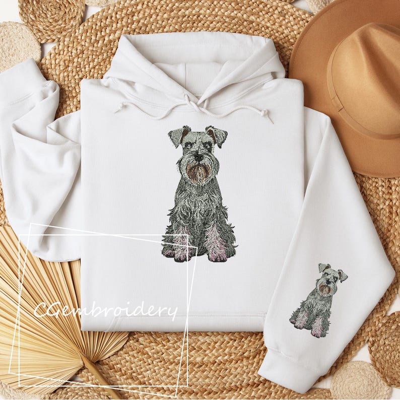 Schnauzer Dog Embroidery Design, Cute Schnauzer Embroidery File ...