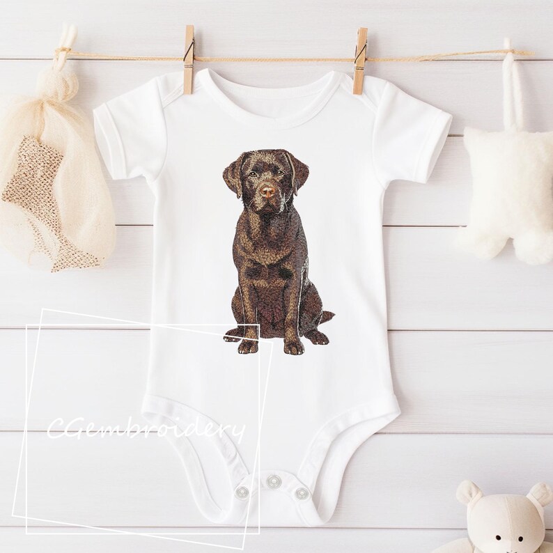 Labrador Dog Embroidery Design, Cute Chocolate Lab Dog Embroidery File ...