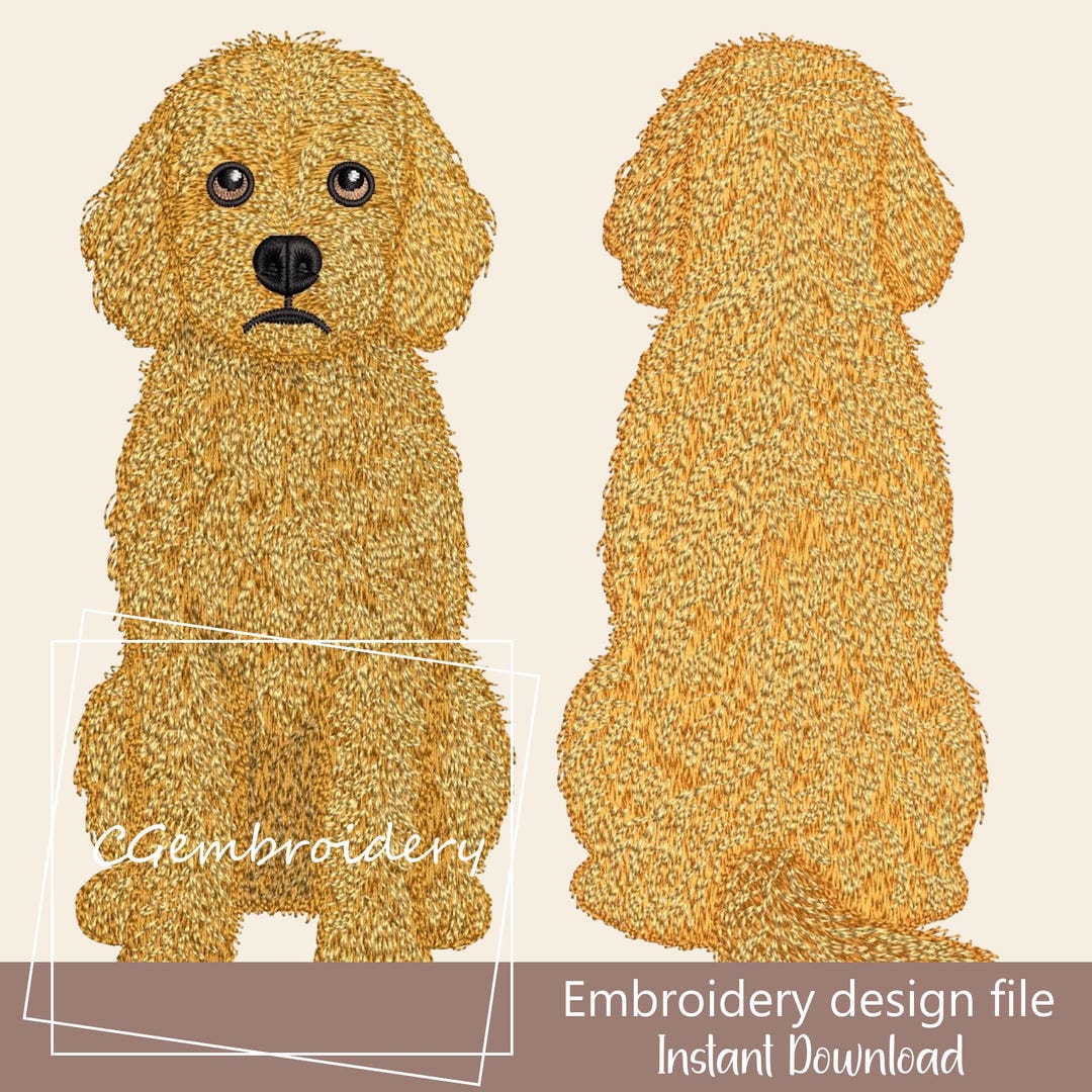 Goldendoodle Embroidery Design, Front & Back Golden Doodle Embroidery ...
