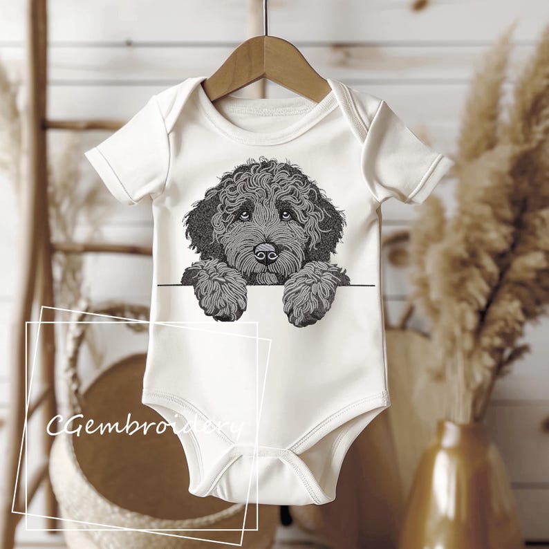 Black Goldendoodle Embroidery Design, Cute Golden Doodle Dog Embroidery ...