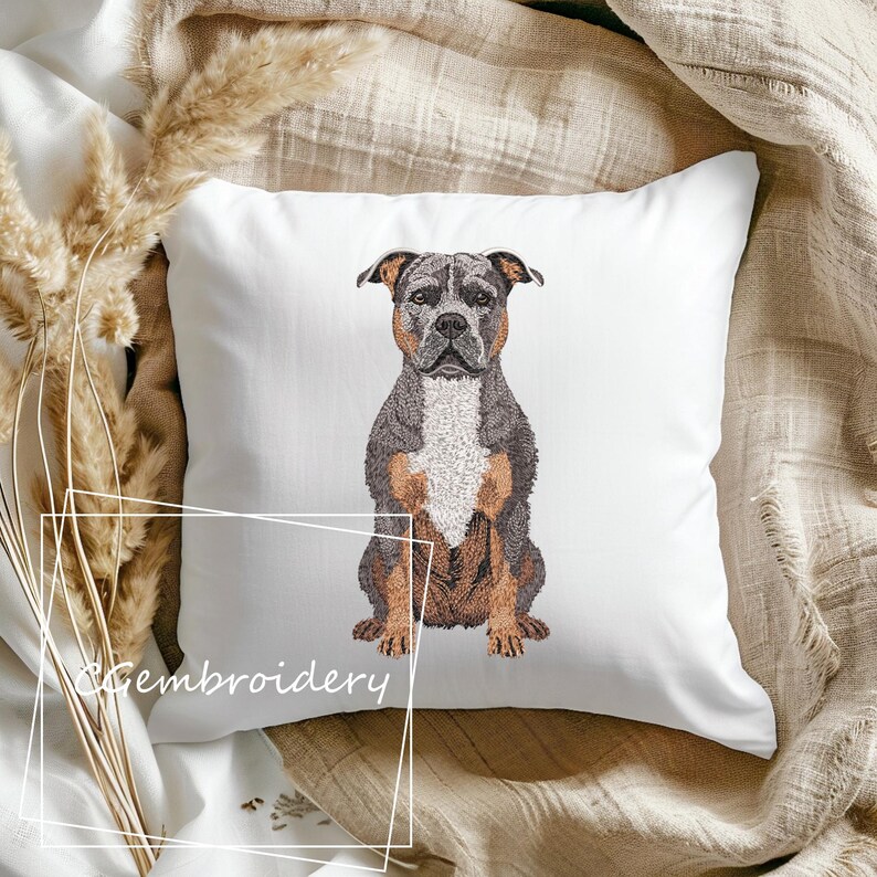 Pitbull Dog Embroidery Design, Cute Bull Terrier Dog Embroidery File ...