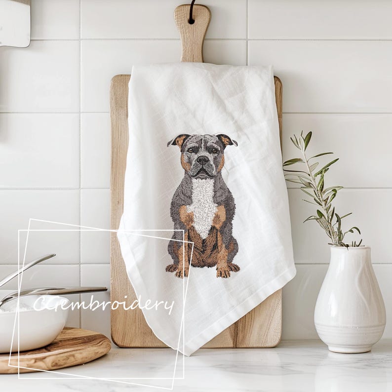 Pitbull Dog Embroidery Design, Cute Bull Terrier Dog Embroidery File ...