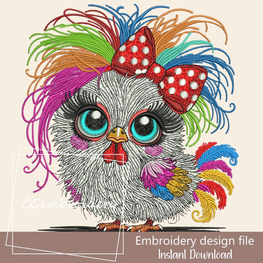 Funny Crazy Chicken Embroidery Design Farm Animal Embroidery File Cute ...