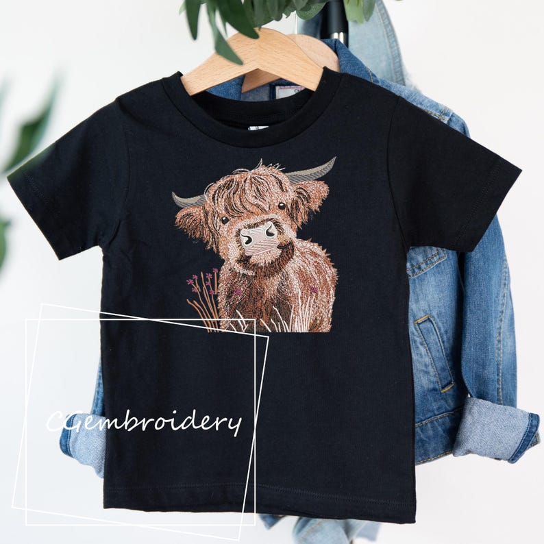 Funny Highland Cow Embroidery File, Farm Animals Embroidery File ...