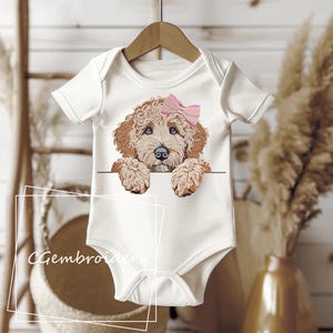 Brown Goldendoodle Embroidery Design, Girl Golden Doodle Dog Embroidery ...