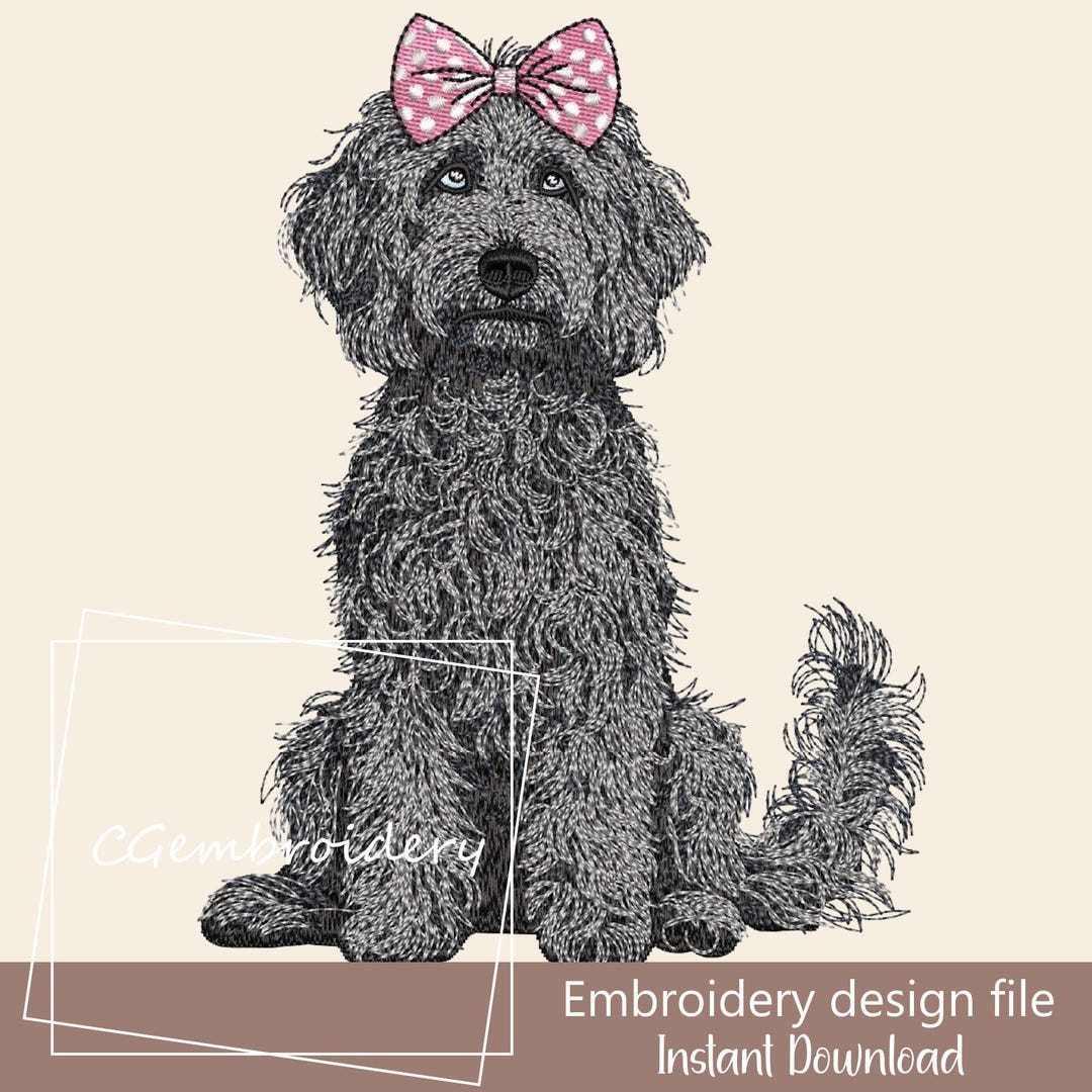 Black Goldendoodle Embroidery Design Cute Girl Golden Doodle Dog ...