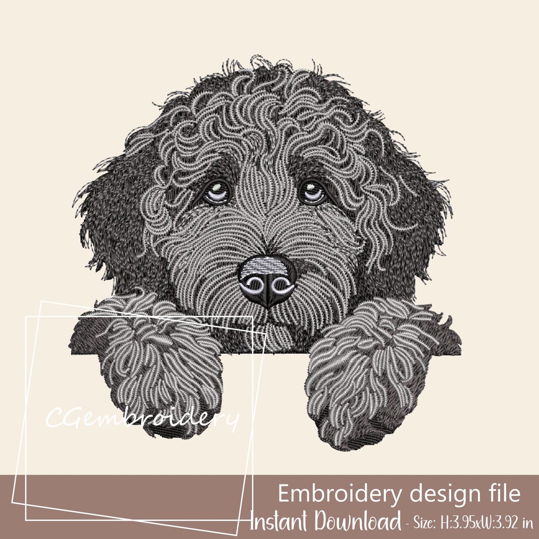 Black Goldendoodle Embroidery Design, Cute Golden Doodle Dog Embroidery ...