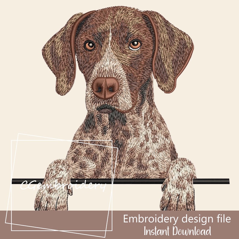 Pointer Embroidery Design, Cute GSP Dog Embroidery File German ...