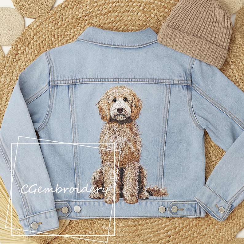 Cream Goldendoodle Embroidery Design, Cute Golden Doodle Dog Embroidery ...