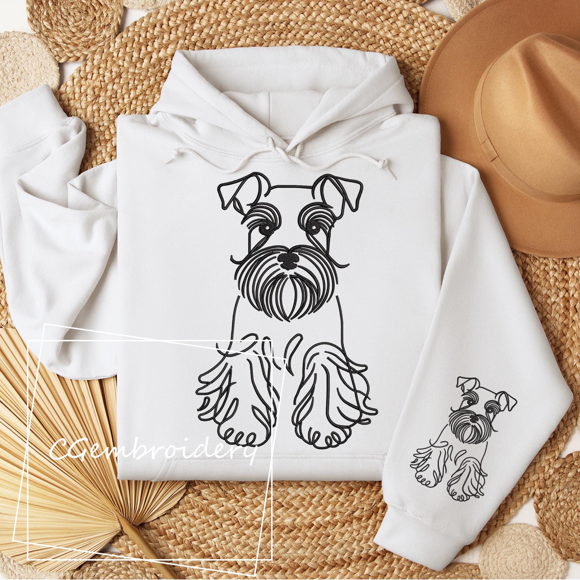 Schnauzer Embroidery Design, Line Art Schnauzer Dog Embroidery ...