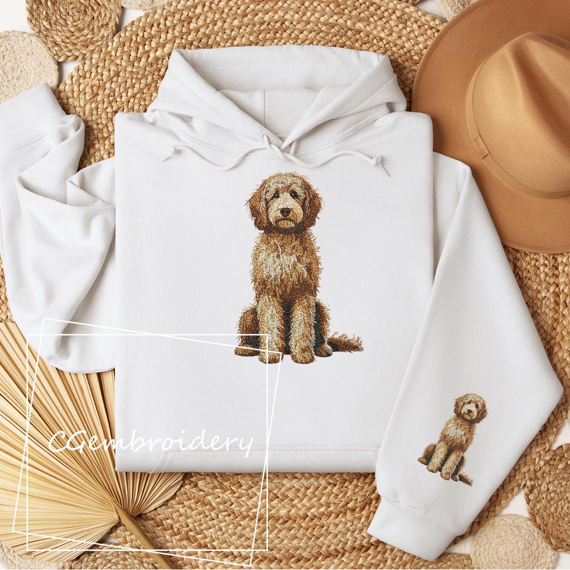 Brown Goldendoodle Embroidery Design, Cute Golden Doodle Dog Embroidery ...
