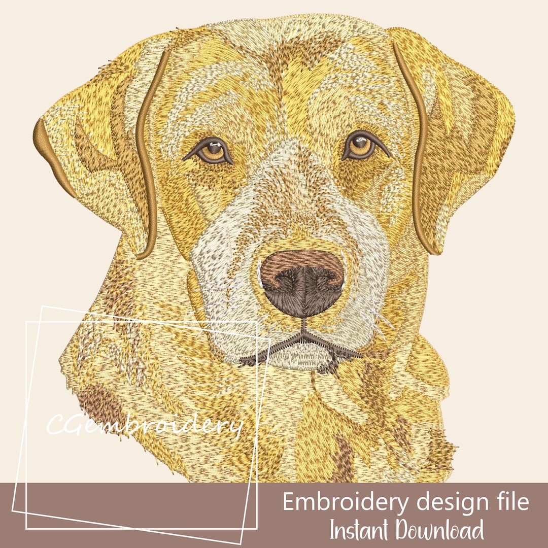 Yellow Labrador Embroidery Design, Labrador Retriever Embroidery File ...