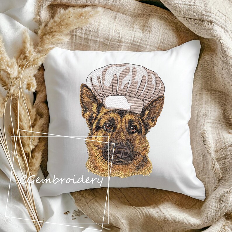 German Shepherd Dog Kitchen Embroidery Design, Cute German Shepherd ...