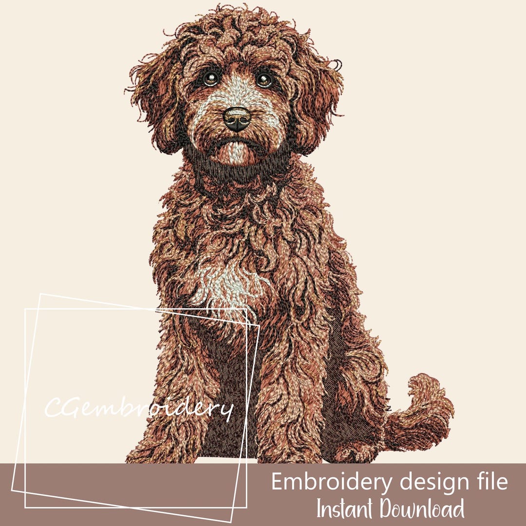 Brown Aussiedoodle Embroidery Design Cute Aussie Doodle Dog Embroidery ...