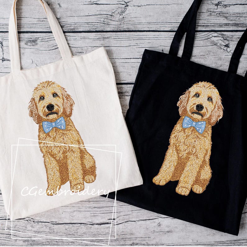 Goldendoodle Bowtie Embroidery Design Cute Golden Doodle Dog Embroidery ...