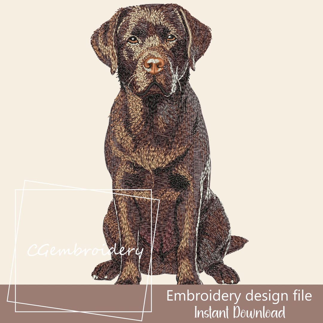 Labrador Dog Embroidery Design, Cute Chocolate Lab Dog Embroidery File ...