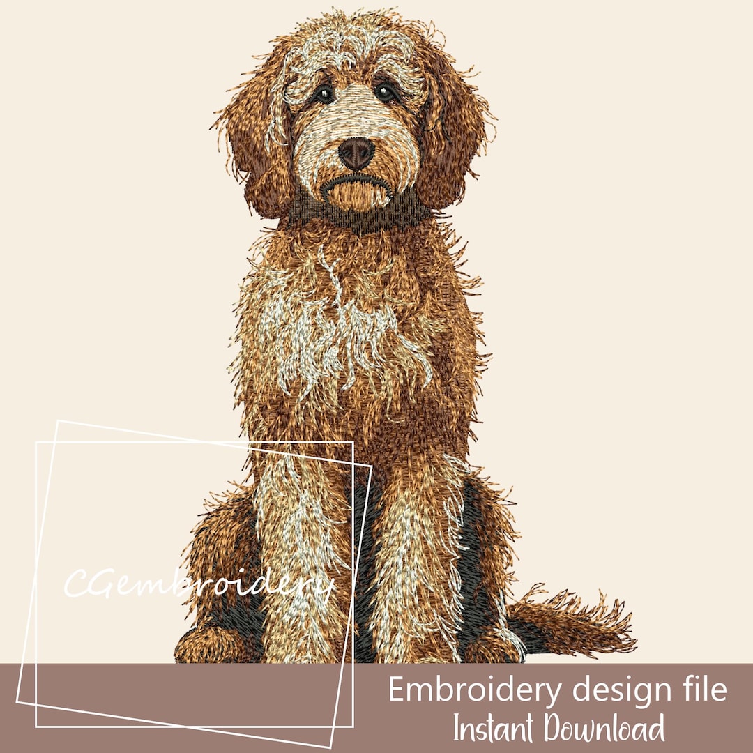 Brown Goldendoodle Embroidery Design, Cute Golden Doodle Dog Embroidery ...
