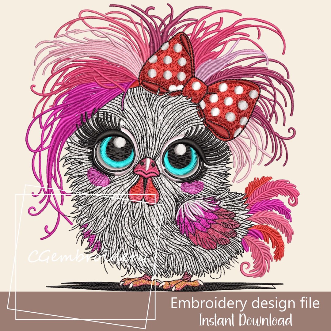 Funny Crazy Chicken Embroidery Design Farm Animal Embroidery File Cute ...