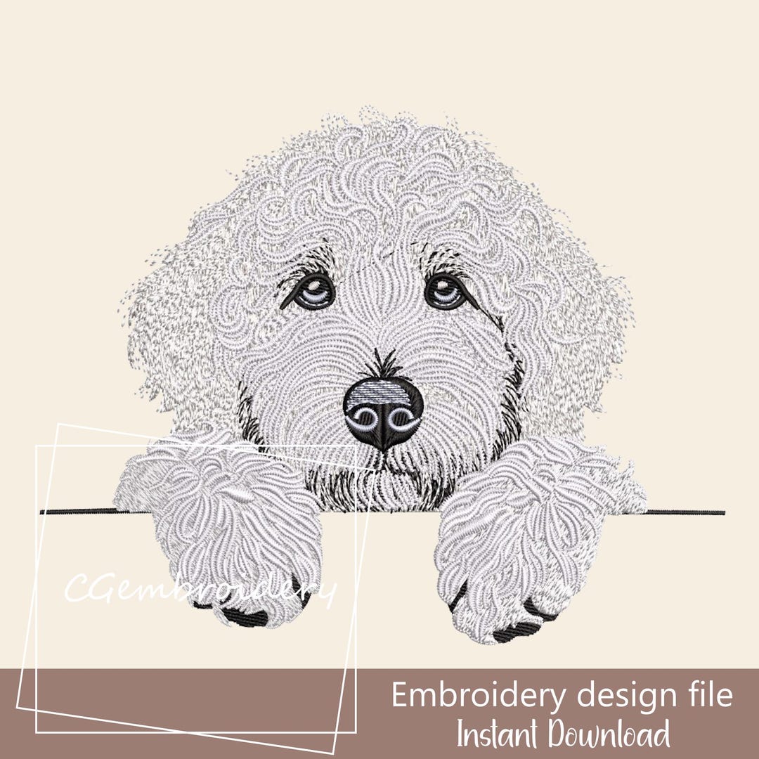 Goldendoodle Embroidery Design, Cute Golden Doodle Dog Embroidery File ...