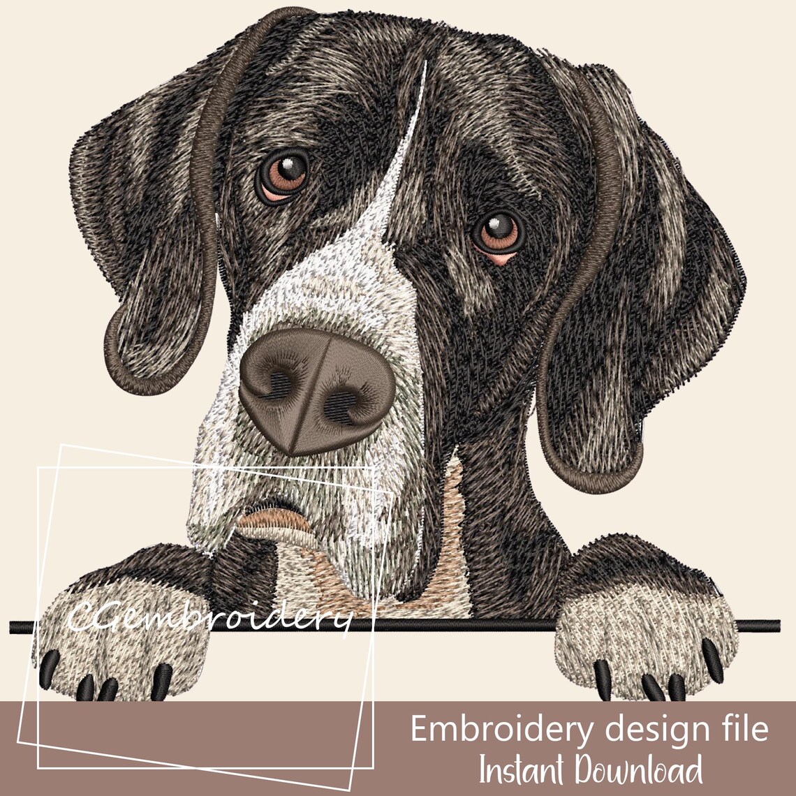 Great Dane Dog Embroidery Design, Cute Dane Peeking Embroidery File ...