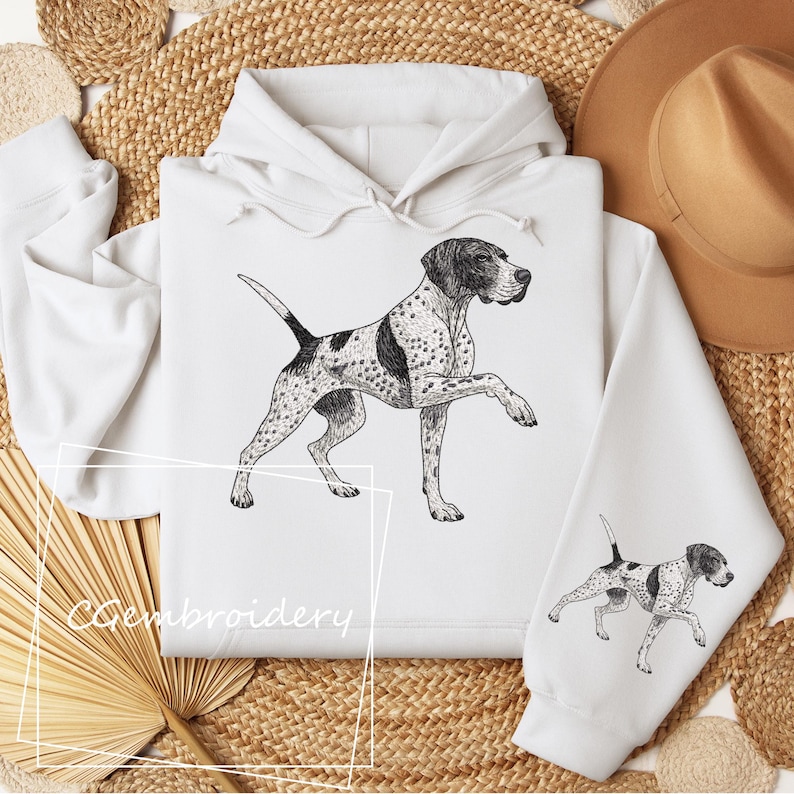 Pointer Embroidery Design, Pointing GSP Dog Embroidery File, German ...