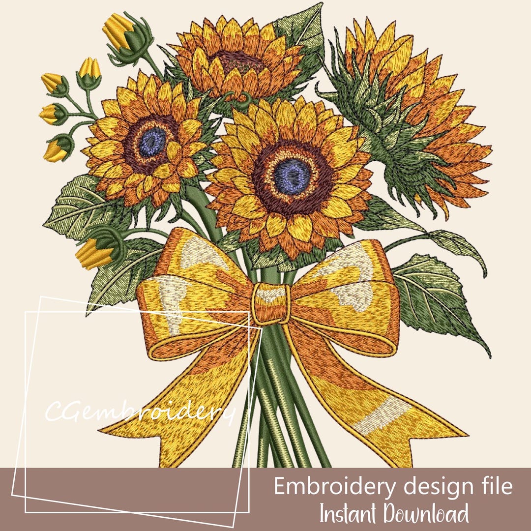 Sunflowers Embroidery File, Flowers Embroidery File, Botanical, Boho ...
