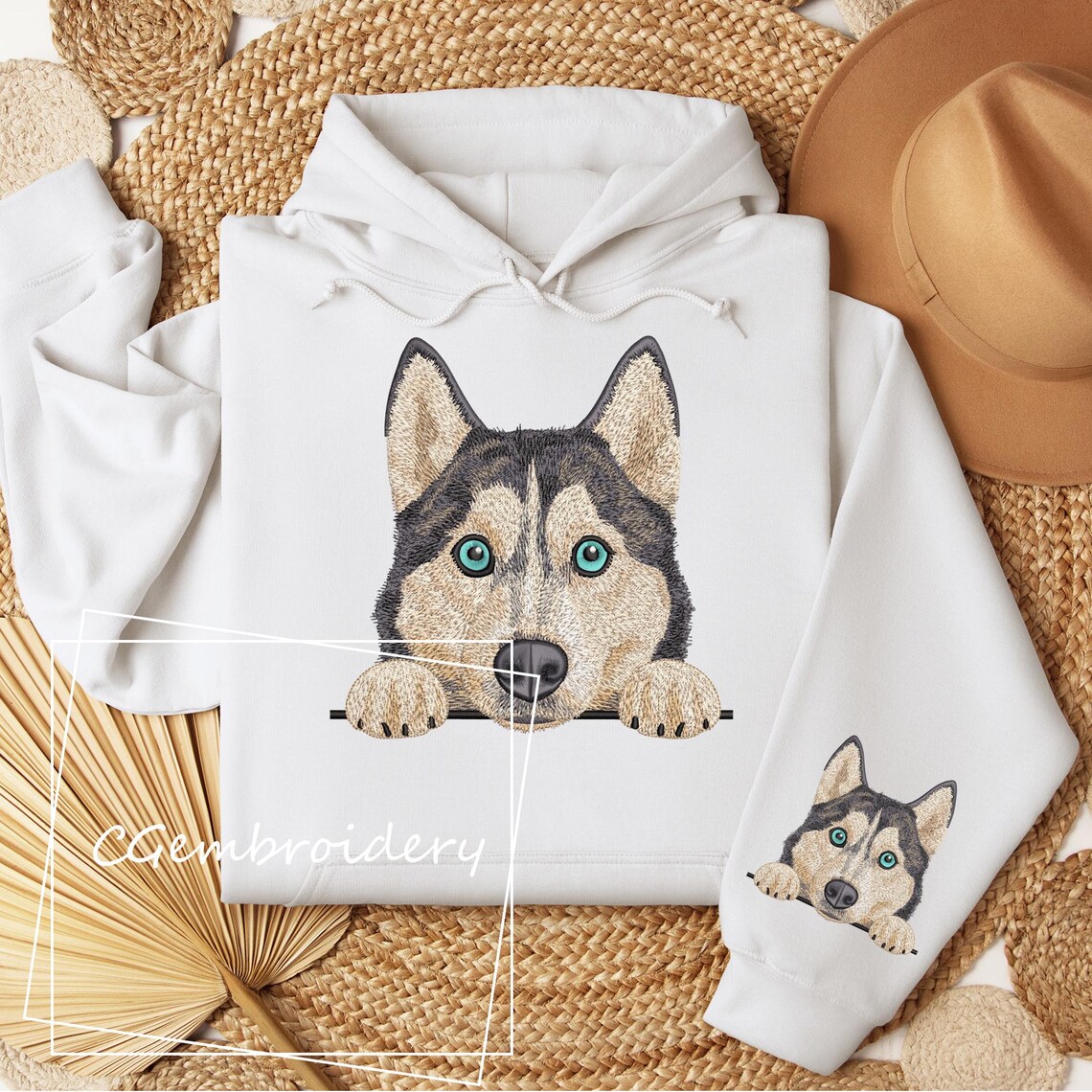 Husky Dog Embroidery Design, Cute Husky Dog Embroidery File Husky Dog ...