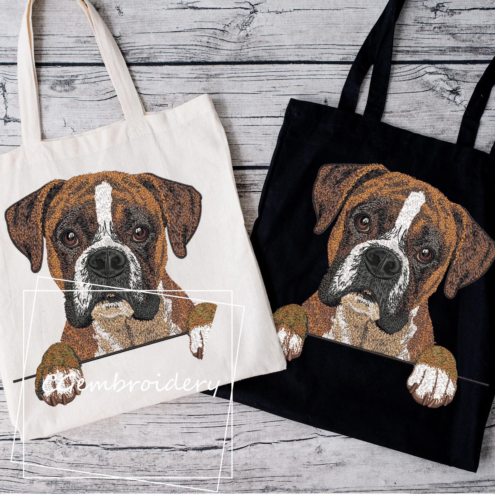 Boxer Dog Embroidery Design, Cute Boxer Peeking Embroidery File ...