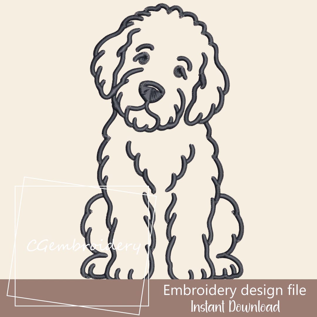 Goldendoodle Embroidery Design, Line Art Golden Doodle Dog Embroidery ...