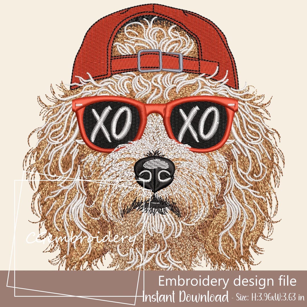 Valentine Goldendoodle Embroidery Design, Cute Love Golden Doodle Dog ...