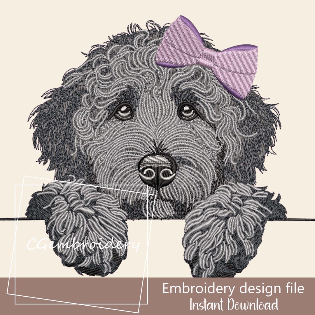 Black Goldendoodle Embroidery Design, Girl Golden Doodle Dog Embroidery ...