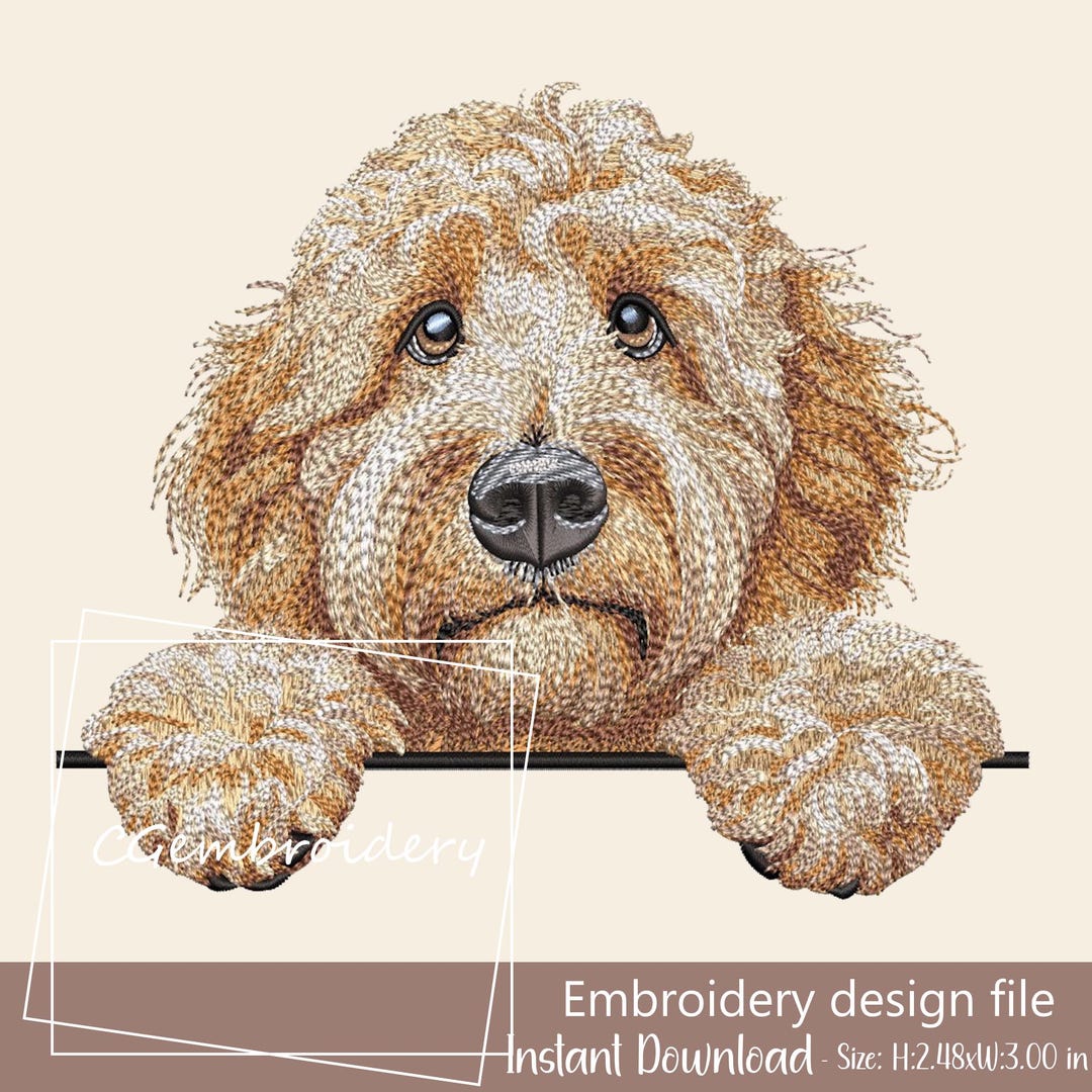 Goldendoodle Embroidery Design, Cute Golden Doodle Dog Embroidery File ...
