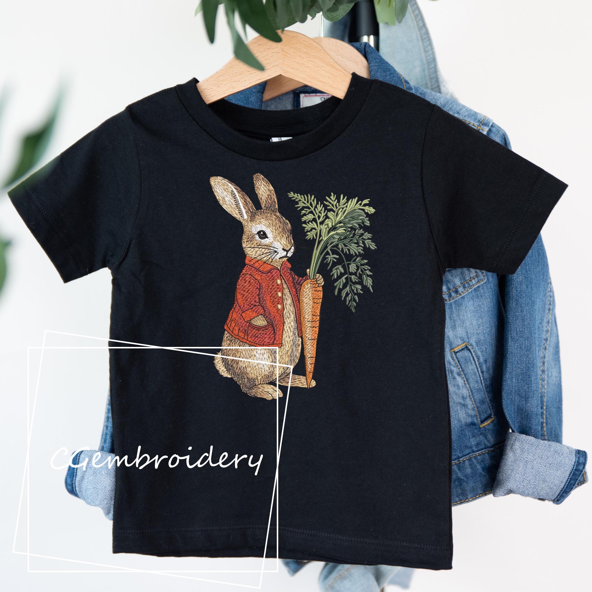 Spring Rabbit Embroidery File, Easter Rabbit & Carrot Embroidery File ...