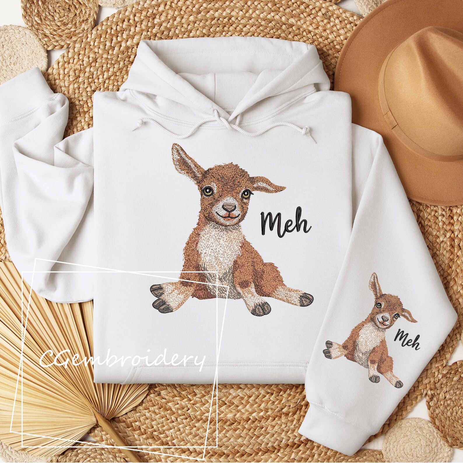 Goat Meh Embroidery File, Farm Animals Embroidery Pattern, Cute Farm ...