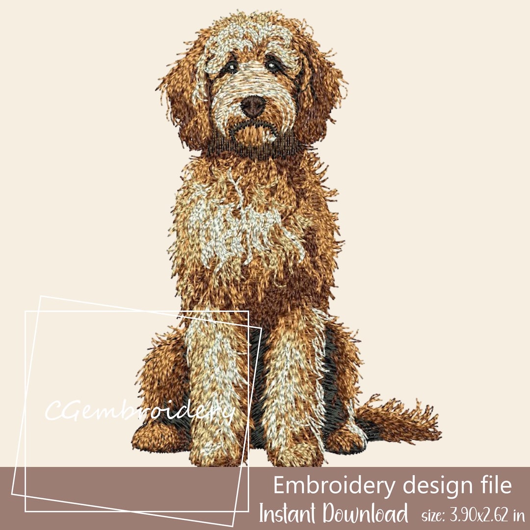 Brown Goldendoodle Embroidery Design, Cute Golden Doodle Dog Embroidery ...