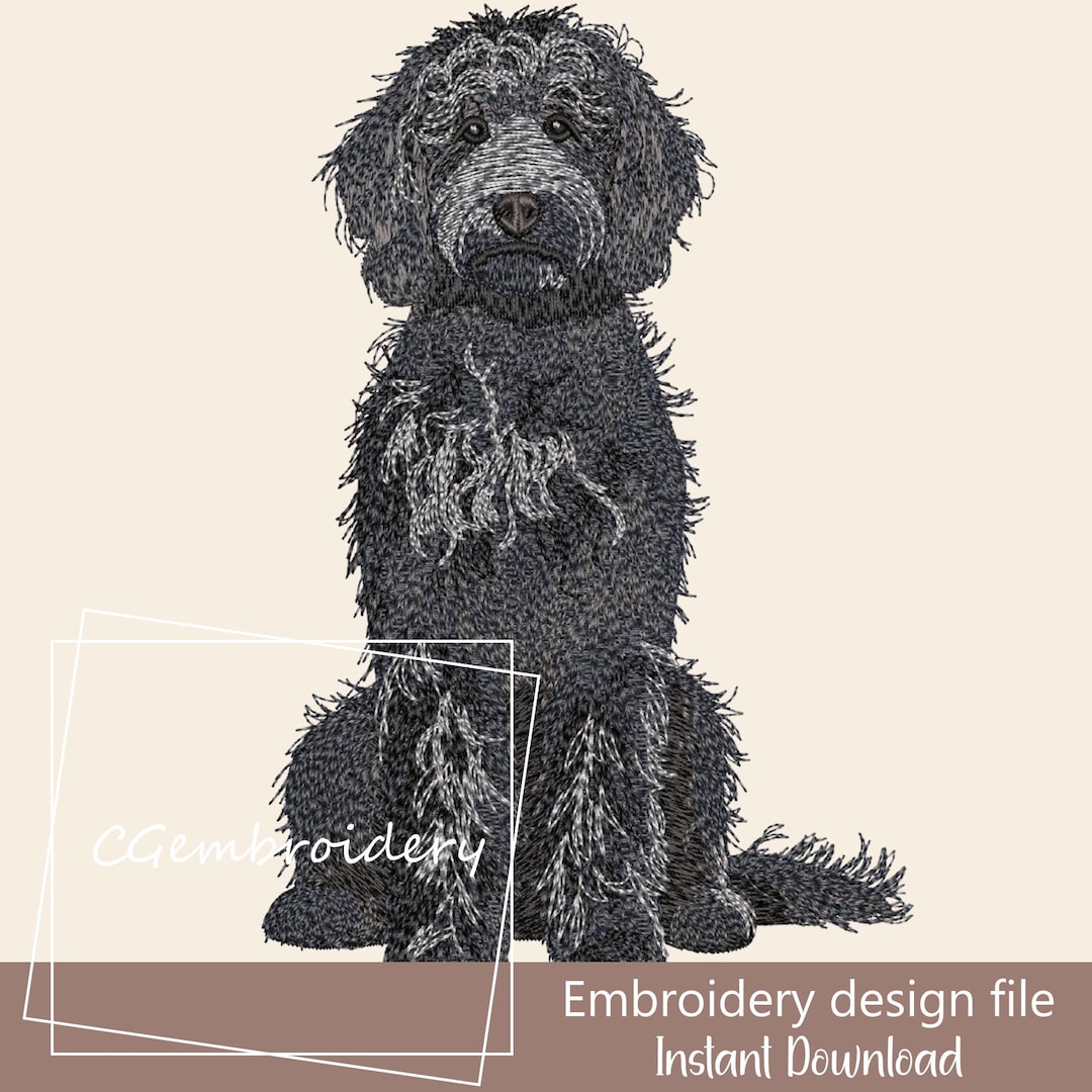 Black Goldendoodle Embroidery Design, Cute Golden Doodle Dog Embroidery ...