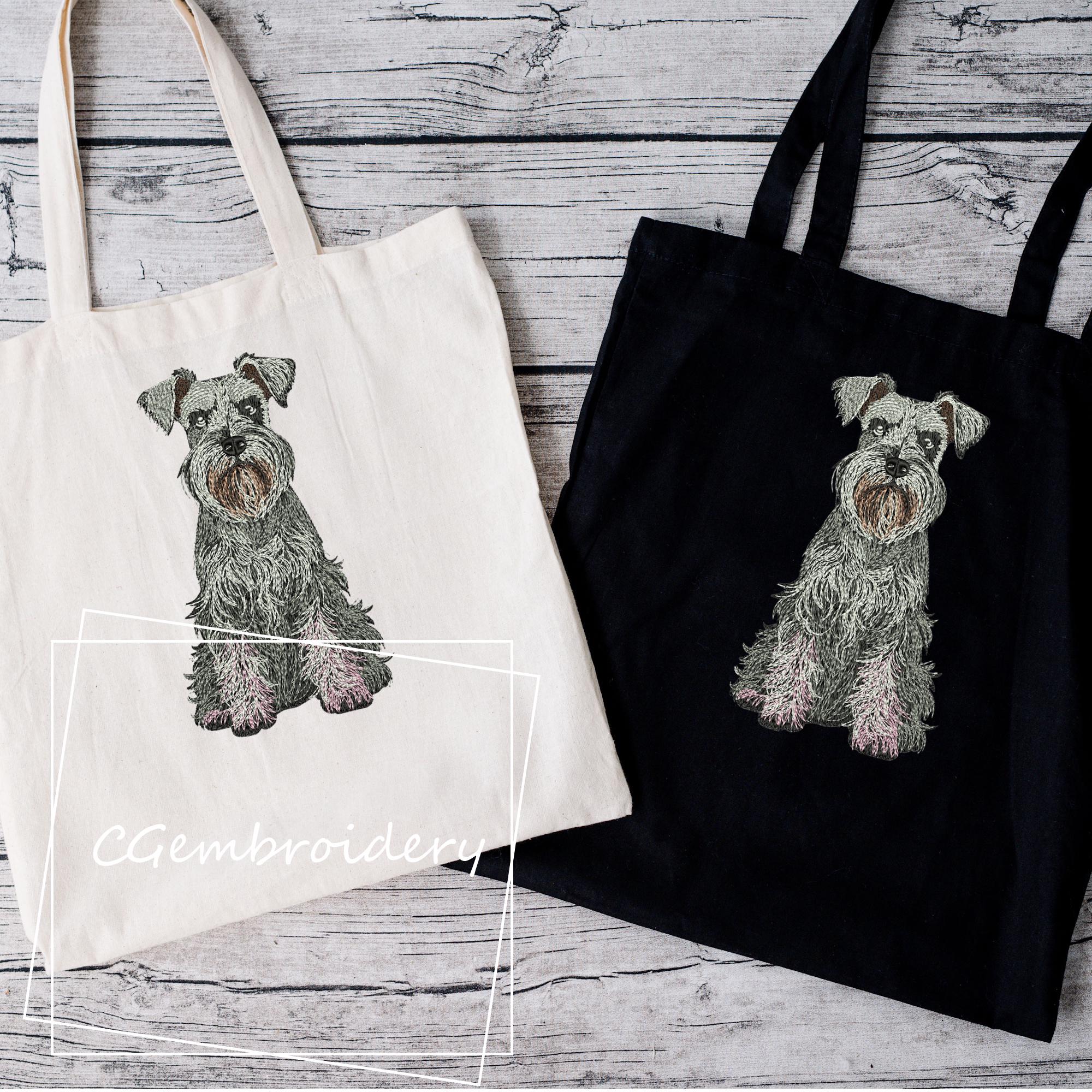 Schnauzer Dog Embroidery Design, Cute Schnauzer Embroidery File ...