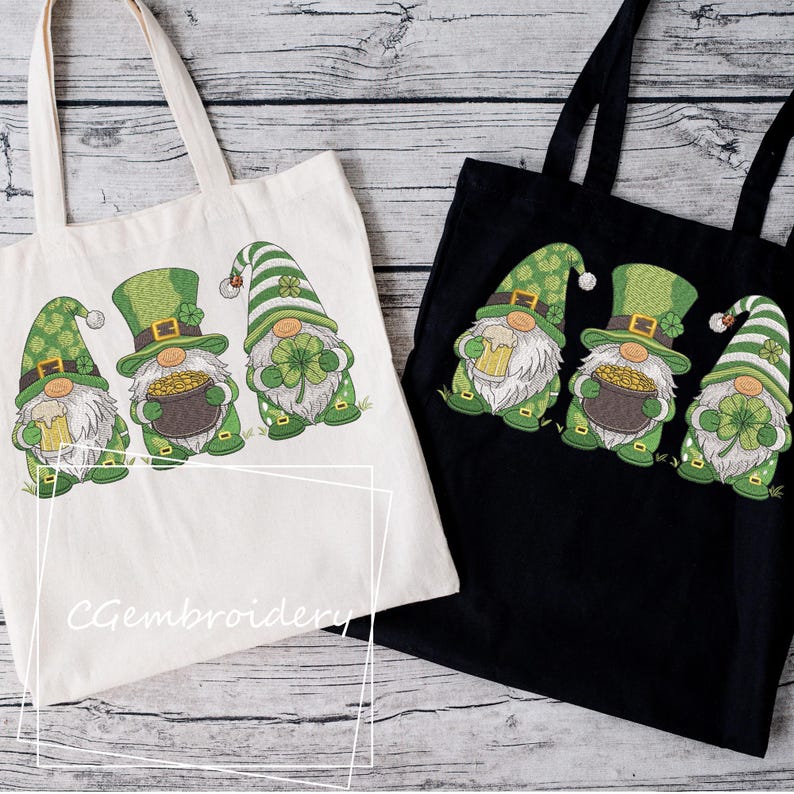 St Patrick's Gnome Lady Embroidery Design, Funny St. Patrick Gnomes ...