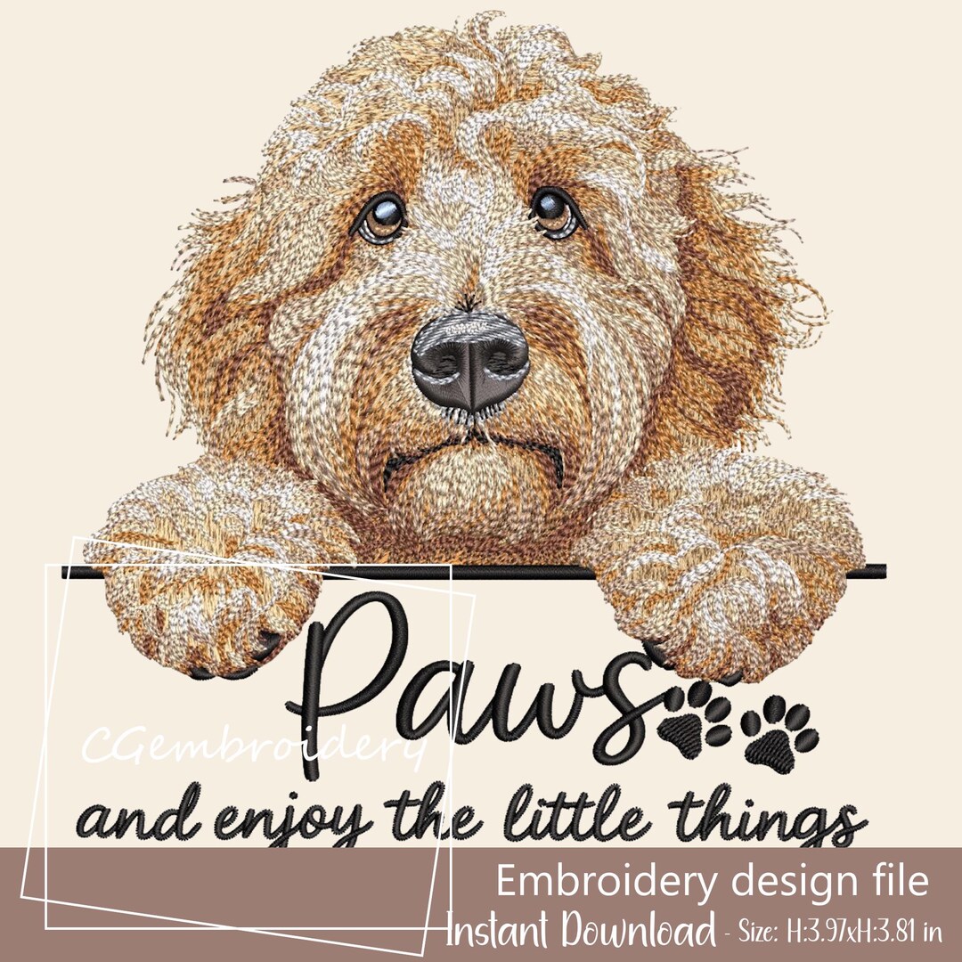 Goldendoodle Embroidery Design, Paws and Enjoy the Little Things ...