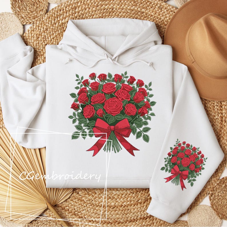 Red Roses Embroidery File, Flowers Embroidery File, Botanical, Boho ...