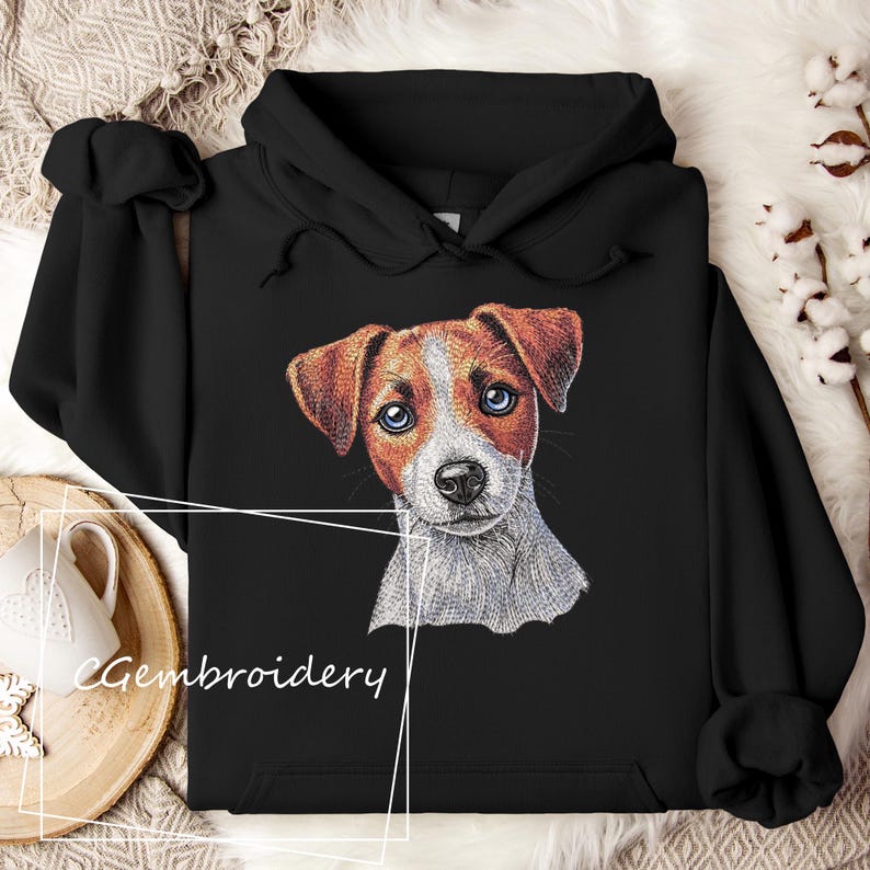 Jack Russell Dog Embroidery Design, Cute Terrier Dog Embroidery File ...