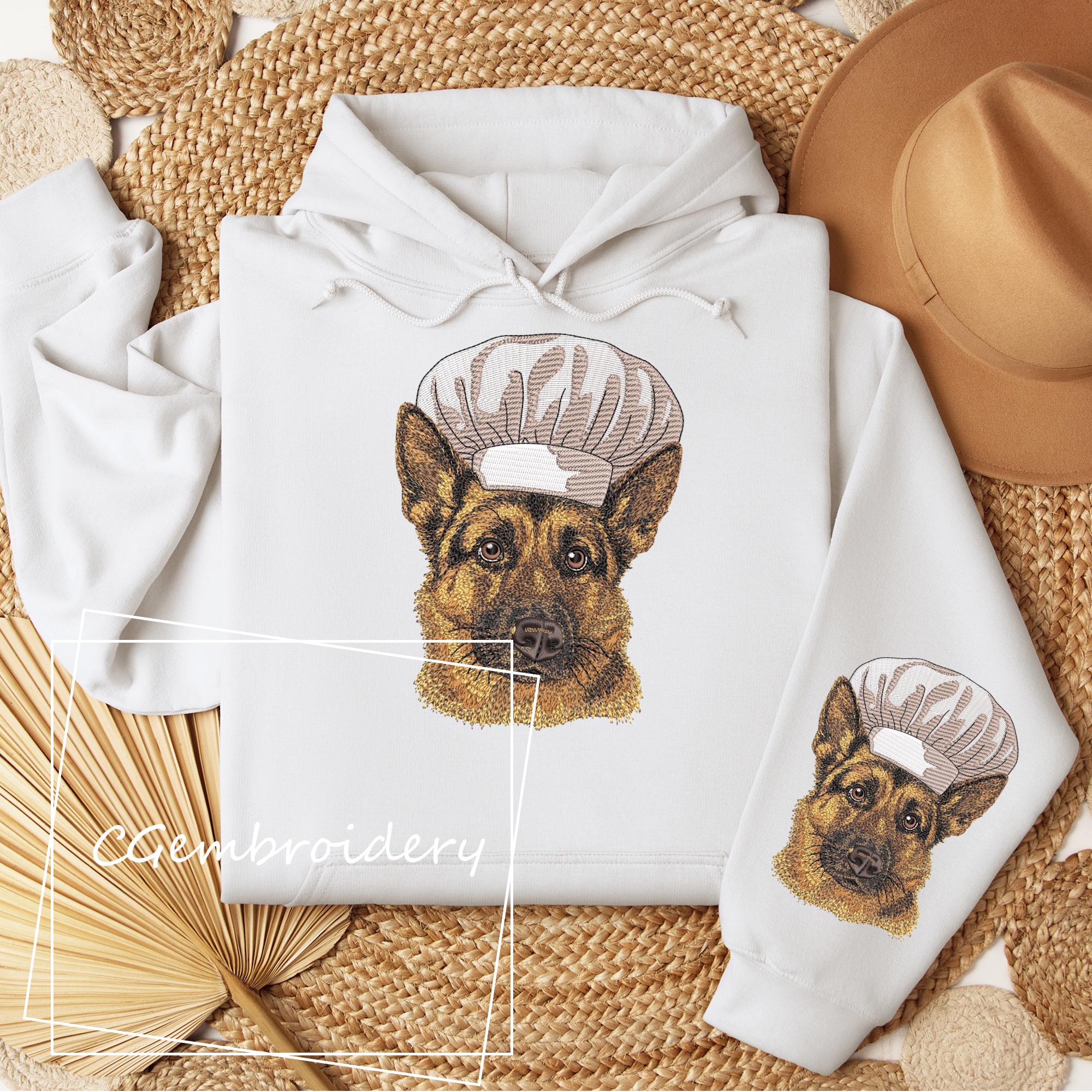 German Shepherd Dog Kitchen Embroidery Design, Cute German Shepherd ...