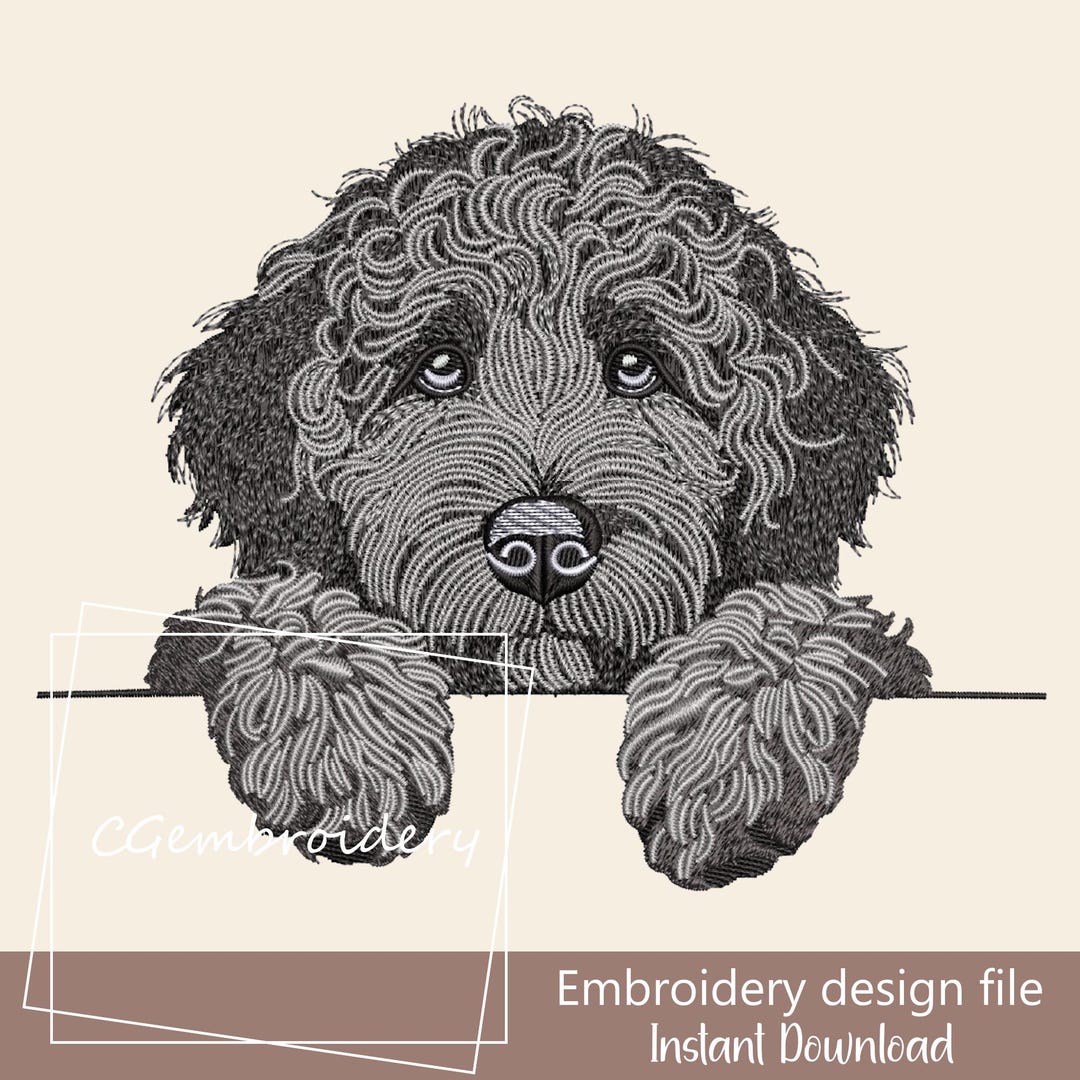 Black Goldendoodle Embroidery Design, Cute Golden Doodle Dog Embroidery ...