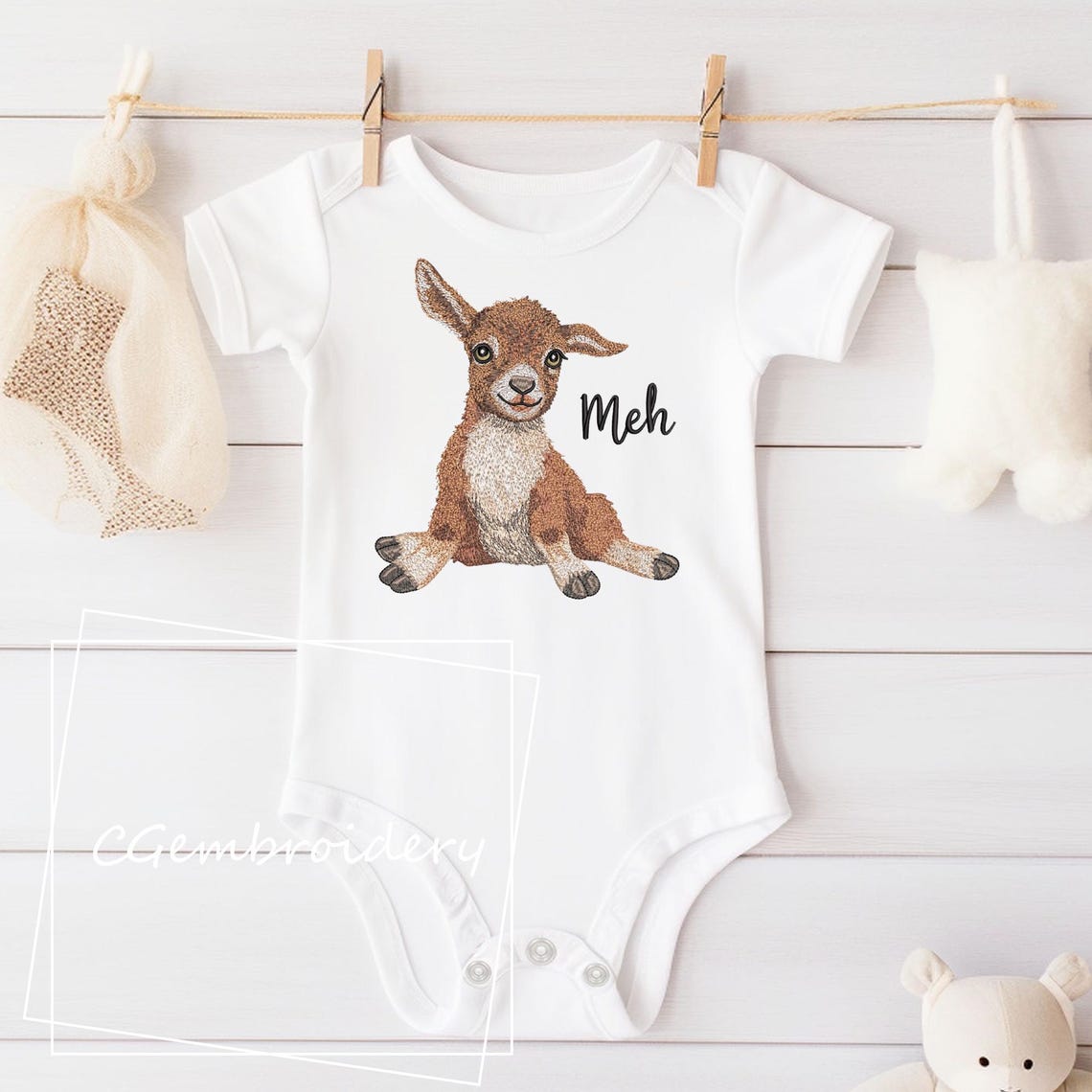 Goat Meh Embroidery File, Farm Animals Embroidery Pattern, Cute Farm ...